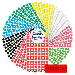 Avery Zweckform Klebepunkte 59994 schwarz, rot, blau, grün, gelb, weiß, leuchtrot, leuchtgrün Ø 8,0 mm