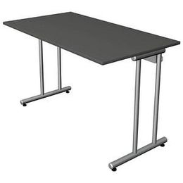 Kerkmann Smart office Schreibtisch anthrazit rechteckig, C-Fuß-Gestell silber 120,0 x 65,0 cm