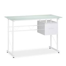 Relaxdays Schreibtisch weiß rechteckig, 4-Fuß-Gestell weiß 110,0 x 55,0 cm
