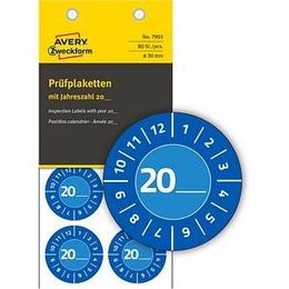 80 Avery Zweckform Prüfplaketten 7903 blau 30,0 x 30,0 mm