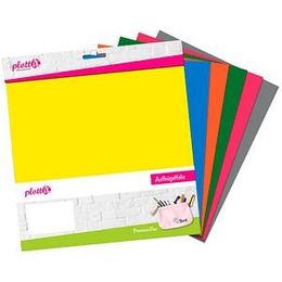 plottiX PremiumFlex Aufbügelfolie 6 St. farbsortiert Flex-Folie 30,0 x 30,0 cm, 6 St.