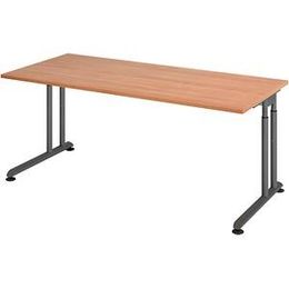 Hammerbacher ZS19 höhenverstellbarer Schreibtisch nussbaum rechteckig, C-Fuß-Gestell grau 180,0 x 80,0 cm