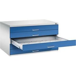 C+P CP 7200 Planschrank lichtgrau, enzianblau 5 Schubladen 135,0 x 96,0 x 76,0 cm