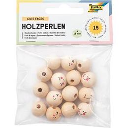 Folia Bastelset Holzperlen Gesicht natur