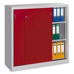 C+P CP Schiebetürenschrank C 2000 Acurado, 2046-00 S10098 lichtgrau, rubinrot 2 Fachböden 120,0 x 40,0 x 97,5 cm