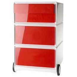 PAPERFLOW easyBox Rollcontainer weiß, rot 4 Auszüge 39,0 x 43,6 x 64,2 cm