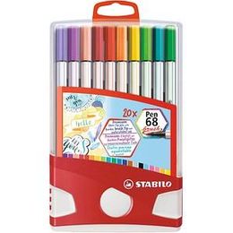 Stabilo Pen 68 brush Brush-Pens farbsortiert, 20 St.