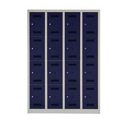 Bisley Schließfachschrank MonoBloc ML11Q4 lichtgrau, oxfordblau ML11Q4505, 16 Schließfächer 118,3 x 50,0 x 170,0 cm