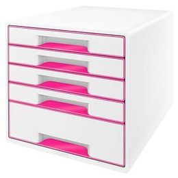 Leitz Schubladenbox WOW Cube perlweiß/pink 52142023, DIN A4 mit 5 Schubladen