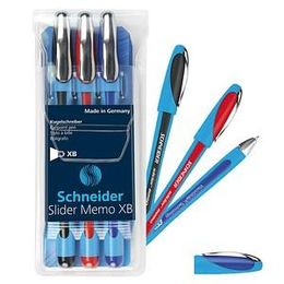 Schneider Kugelschreiber Slider Memo farbsortiert Schreibfarbe farbsortiert, 3 St.