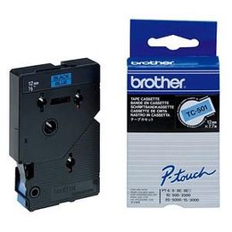 Brother Schriftband TC-501 TC501, 12 mm schwarz auf blau