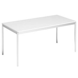 viasit System4 Schreibtisch weiß rechteckig, 4-Fuß-Gestell chrom 160,0 x 80,0 cm