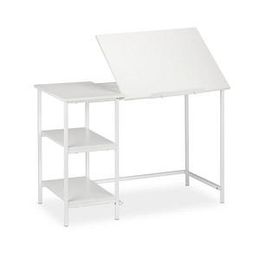 Relaxdays Schreibtisch weiß rechteckig, 4-Fuß-Gestell weiß 110,0 x 55,0 cm