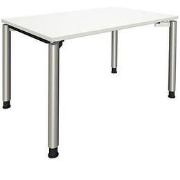 FM fastline höhenverstellbarer Schreibtisch weiß rechteckig, 4-Fuß-Gestell silber 120,0 x 80,0 cm