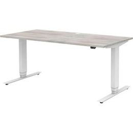 Röhr-Bush röhr direct.office elektrisch höhenverstellbarer Schreibtisch beton rechteckig, T-Fuß-Gestell weiß 160,0 x 70,0 cm