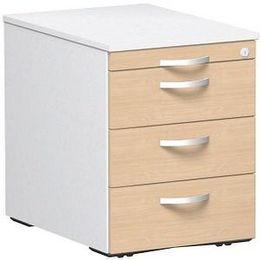 geramöbel geramöbel Flex Rollcontainer weiß, buche 4 Auszüge 43,0 x 60,0 x 56,5 cm
