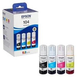 Epson 104/T00P64 schwarz, cyan, magenta, gelb Tintenflaschen, 4er-Set
