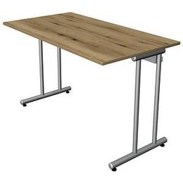 Kerkmann Smart office Schreibtisch eiche rechteckig, C-Fuß-Gestell silber 120,0 x 65,0 cm