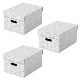 3 ESSELTE Home Aufbewahrungsboxen 17,5 l weiß 26,5 x 36,5 x 20,5 cm