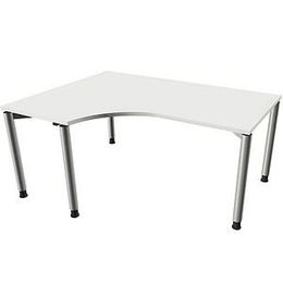 FM Sidney höhenverstellbarer Schreibtisch weiß Bogenform, 4-Fuß-Gestell Rundrohr silber 160,0 x 80,0 cm