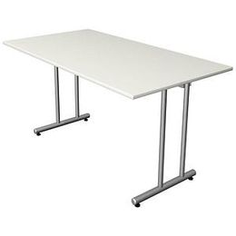 Kerkmann Smart office Schreibtisch weiß rechteckig, C-Fuß-Gestell silber 140,0 x 70,0 cm