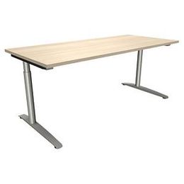 FM fastline höhenverstellbarer Schreibtisch akazie rechteckig, C-Fuß-Gestell Rundrohr silber 180,0 x 80,0 cm