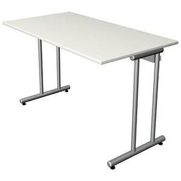 Kerkmann Smart office Schreibtisch weiß rechteckig, C-Fuß-Gestell silber 120,0 x 65,0 cm