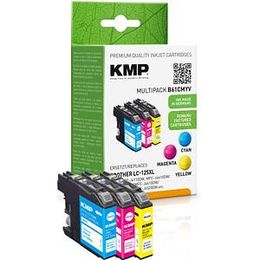 KMP B61V cyan, magenta, gelb Druckerpatronen kompatibel zu brother LC-125XLRBWBP , 3er-Set