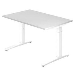 Hammerbacher XB12 höhenverstellbarer Schreibtisch weiß rechteckig, C-Fuß-Gestell weiß 120,0 x 80,0 cm