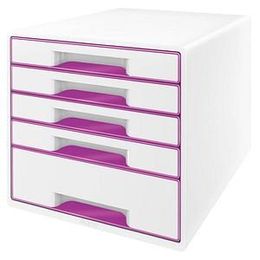 Leitz Schubladenbox WOW Cube perlweiß/violett 5214-20-62, DIN A4 mit 5 Schubladen