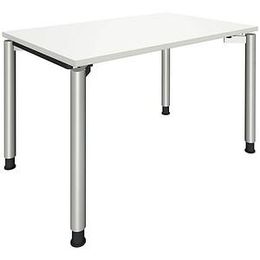 FM Sidney Schreibtisch weiß rechteckig, 4-Fuß-Gestell silber 120,0 x 80,0 cm