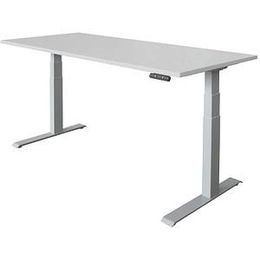 Hammerbacher XDKB19 elektrisch höhenverstellbarer Schreibtisch lichtgrau rechteckig, C-Fuß-Gestell silber 180,0 x 80,0 cm