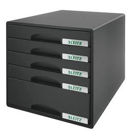 Leitz Schubladenbox Plus schwarz 5211-00-95, DIN A4 mit 5 Schubladen