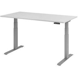 Hammerbacher XDKB16 elektrisch höhenverstellbarer Schreibtisch lichtgrau rechteckig, C-Fuß-Gestell silber 160,0 x 80,0 cm