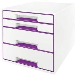 Leitz Schubladenbox WOW CUBE perlweiß/violett 5213-20-62, DIN A4 mit 4 Schubladen