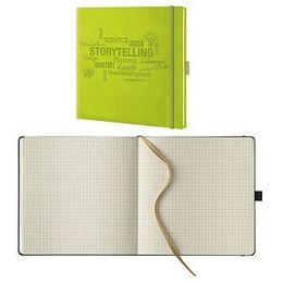 Lediberg Notizbuch Storytelling quadratisch kariert, lemongreen Hardcover 240 Seiten