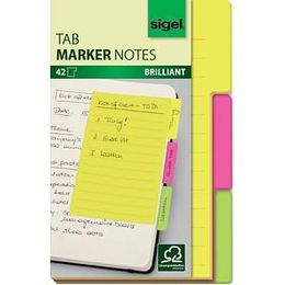 Sigel TAB MARKER NOTES Haftnotizen Standard farbsortiert 42 Blatt