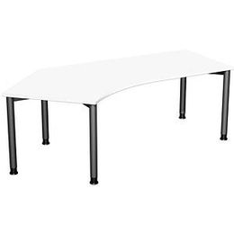 geramöbel geramöbel Flex höhenverstellbarer Schreibtisch weiß, anthrazit L-Form, 5-Fuß-Gestell grau 216,6 x 113,0 cm