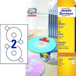 50 Avery Zweckform CD-Etiketten L6043-25 weiß
