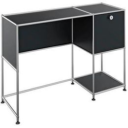 viasit System4 Schreibtisch schwarz rechteckig, Rundrohrgestell silber 116,0 x 41,0 cm