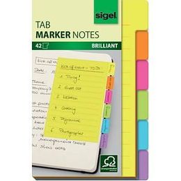 Sigel TABS MARKER NOTES Haftnotizen Standard farbsortiert 42 Blatt