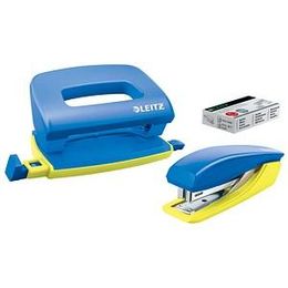 Leitz Locher und Heftgeräte Set Urban Chic blau/gelb