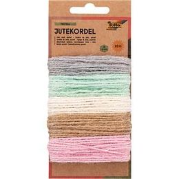 Folia Kordel Jute farbig rauh grau, hellgrün, creme, beige, rosa 3,0 mm x 5x 4,0 m