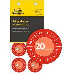 80 Avery Zweckform Prüfplaketten 7901 rot 30,0 x 30,0 mm