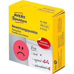 Avery Zweckform Bewertungspunkte 3859 Gesicht, rot, 250 Etiketten