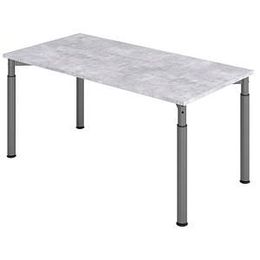 Hammerbacher YS16 höhenverstellbarer Schreibtisch beton rechteckig, 4-Fuß-Gestell grau 160,0 x 80,0 cm