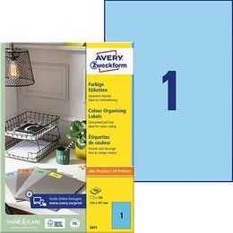 100 Avery Zweckform Etiketten 3471 blau 210,0 x 297,0 mm