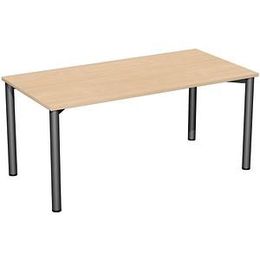 geramöbel geramöbel Flex Schreibtisch buche, anthrazit rechteckig, 4-Fuß-Gestell grau 160,0 x 80,0 cm