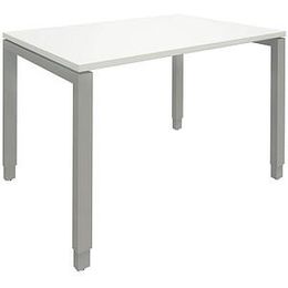 FM Sidney höhenverstellbarer Schreibtisch weiß rechteckig, 4-Fuß-Gestell Quadratrohr silber 120,0 x 80,0 cm