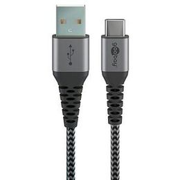 goobay USB 2.0 A/USB C Kabel 0,5 m schwarz, grau